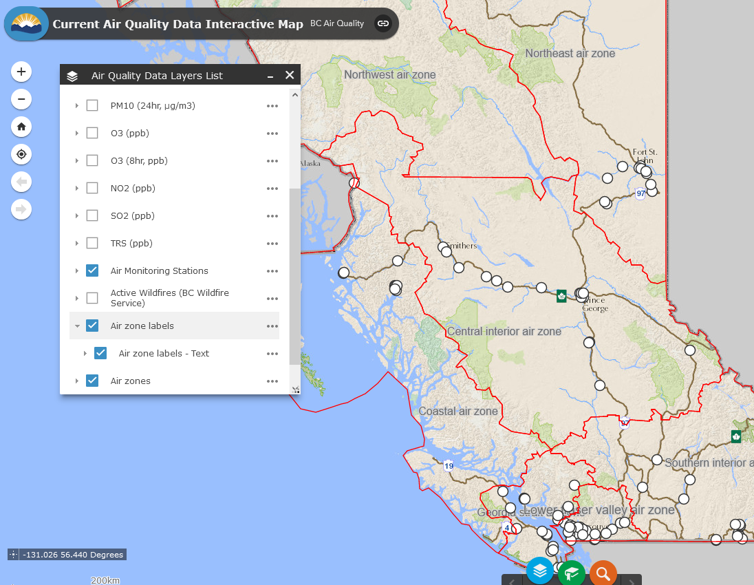 Data by Air Zones - Province of British Columbia
