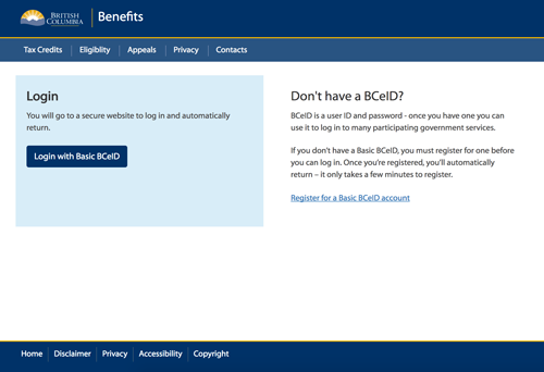 Login launch page - Province of British Columbia