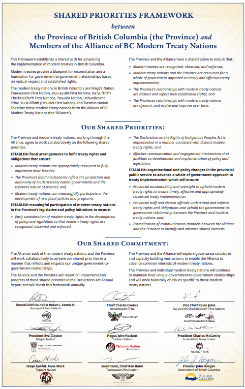 Shared Priorities Framework - Province of British Columbia