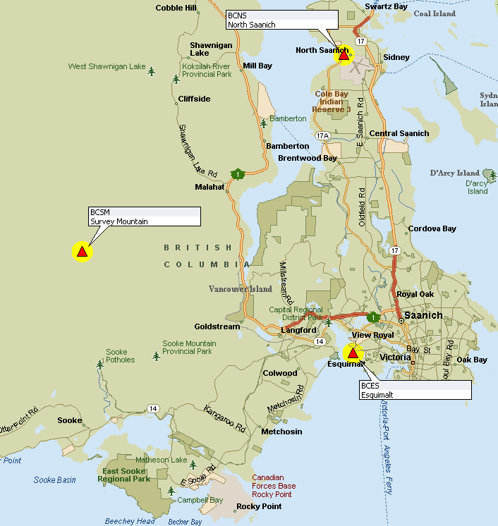 Capital Regional District Active Control Points Map - Province of ...