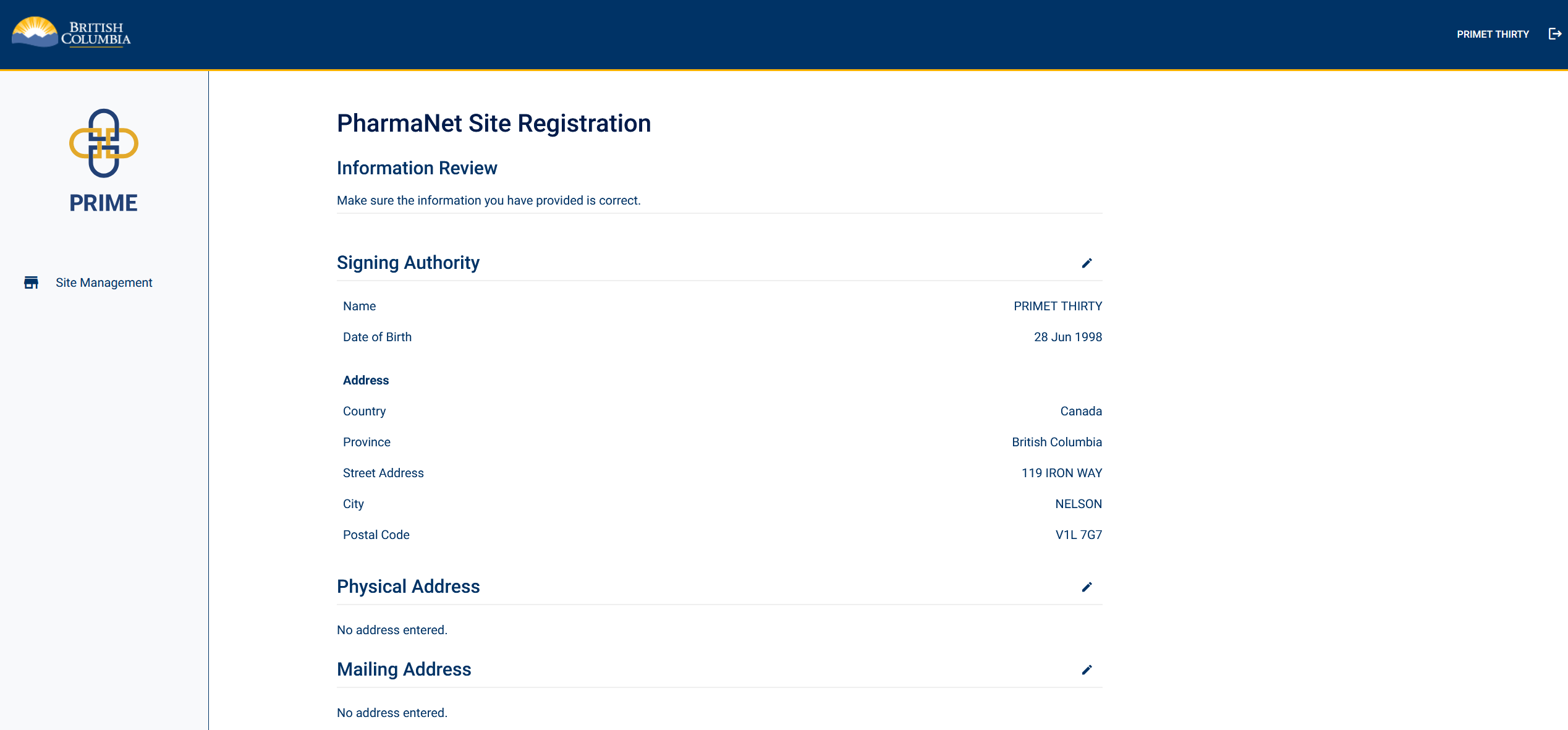 PRIME for PharmaNet software vendors and administrators - Province of ...