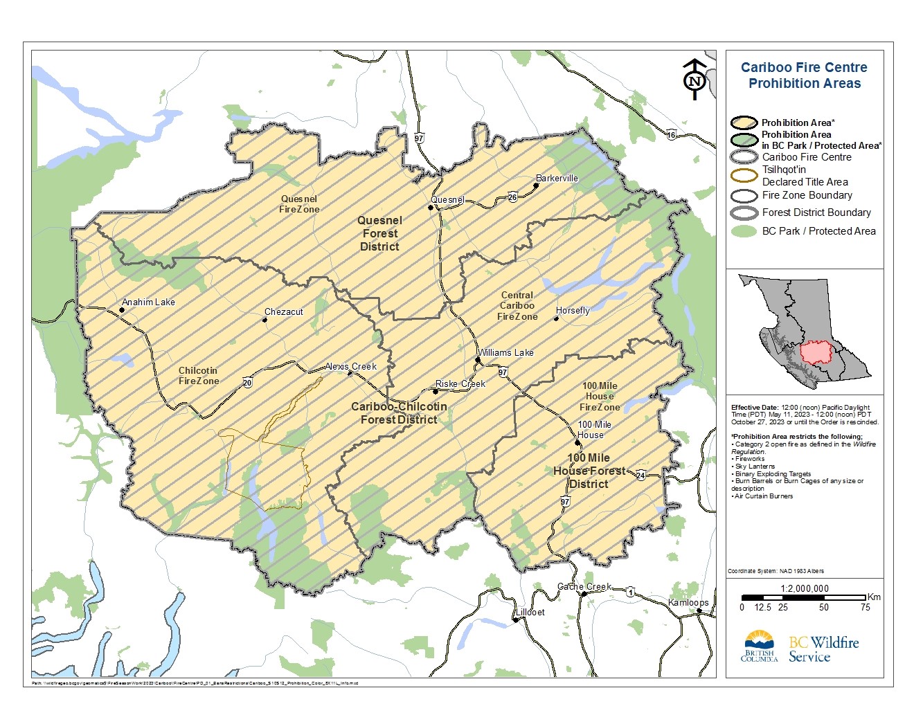 Cariboo Fire Centre bans and restrictions - Province of British Columbia
